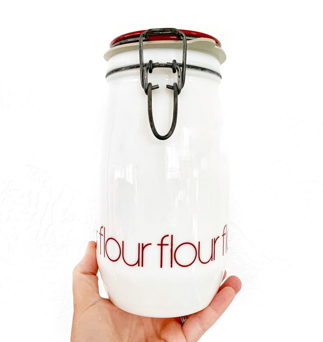 Vintage Wheaton Flour Bail Jar; Milk Glass Canister; Wheaton Fine ...