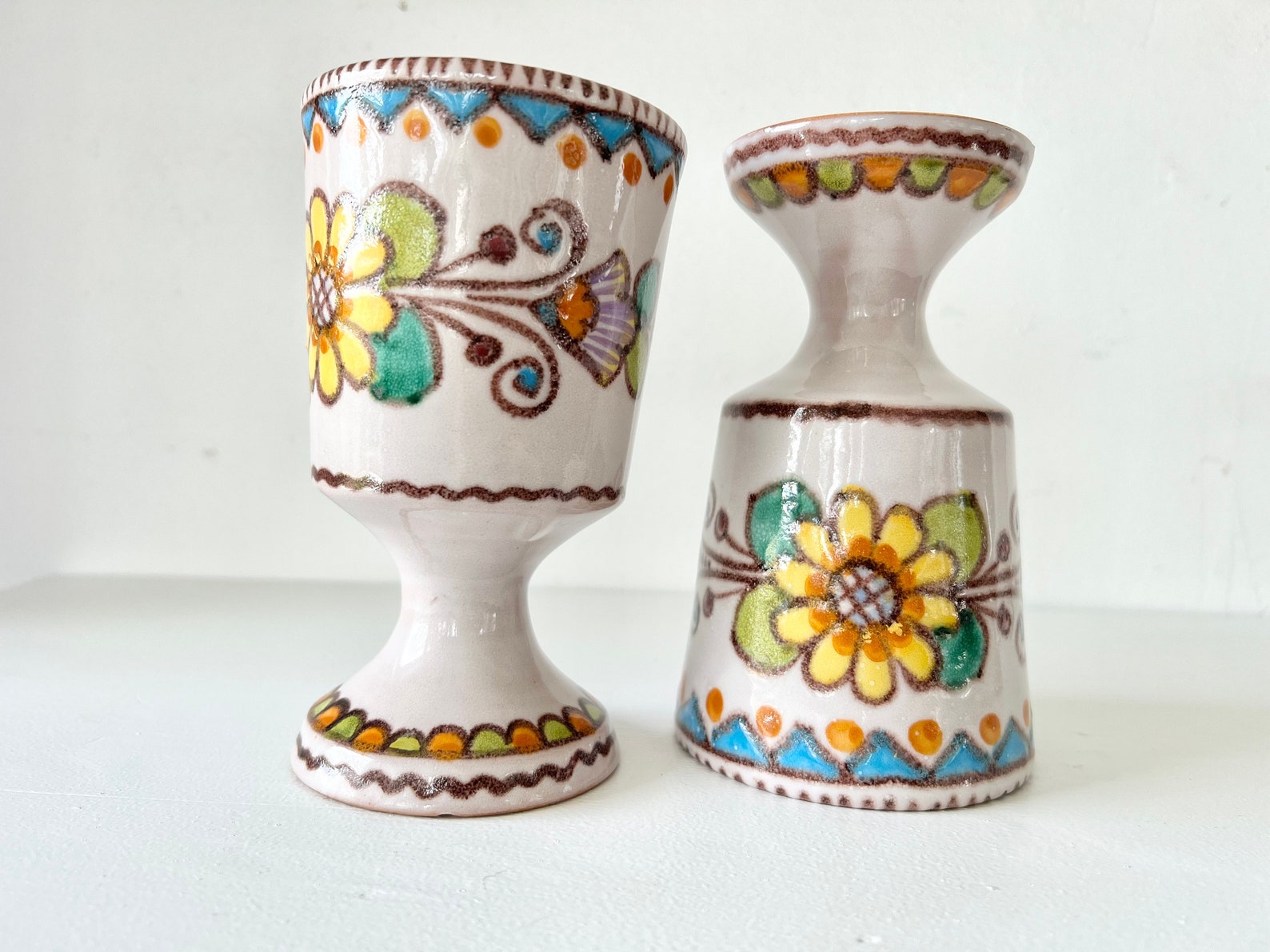 Vintage Italian Ceramic Hand Painted Barware Glasses Ceramic Goblets - Etsy
