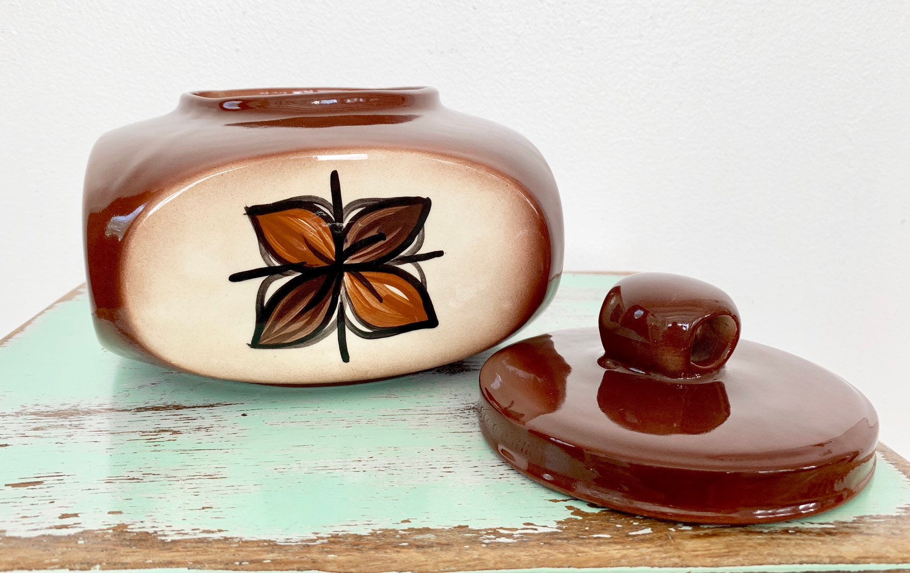 Mcm Hawaiian Print Ceramic Jar; Hawaii Pottery; Hawaiian Ceramic ...