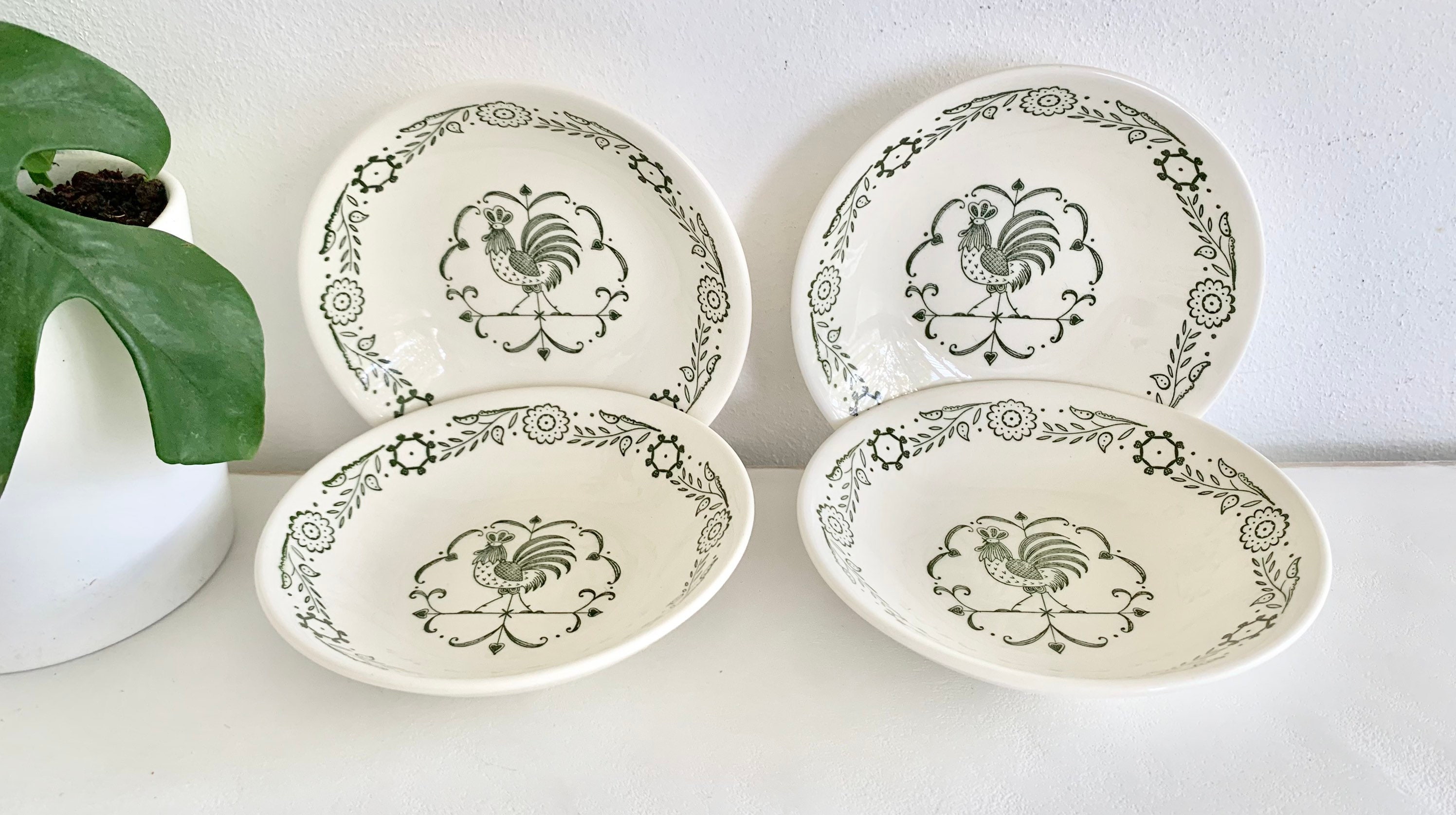 Scio Pottery Mid century Farmhouse Bowls Rooster weather | Etsy