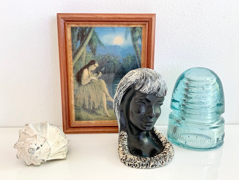 Mid Century Frank Schirman Black Coral Bust momi - Etsy