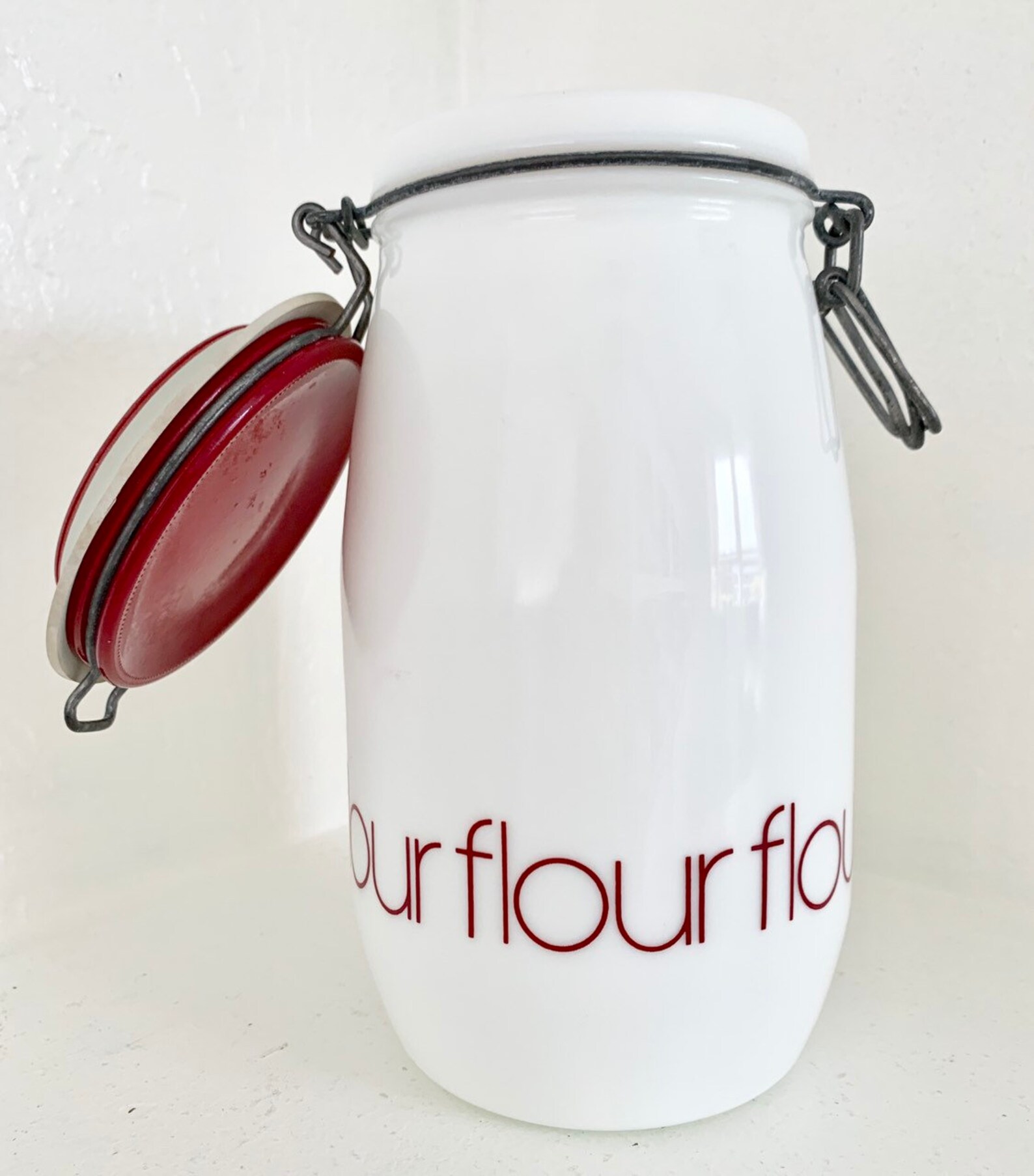 Vintage Wheaton Flour Bail Jar; Milk Glass Canister; Wheaton Fine ...