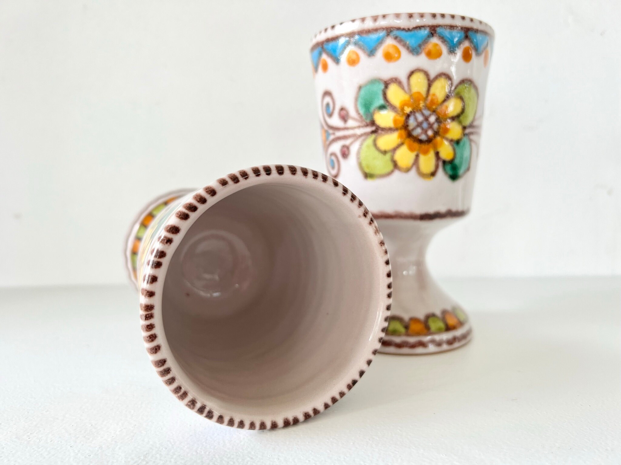 Vintage Italian Ceramic Hand Painted Barware Glasses Ceramic Goblets - Etsy