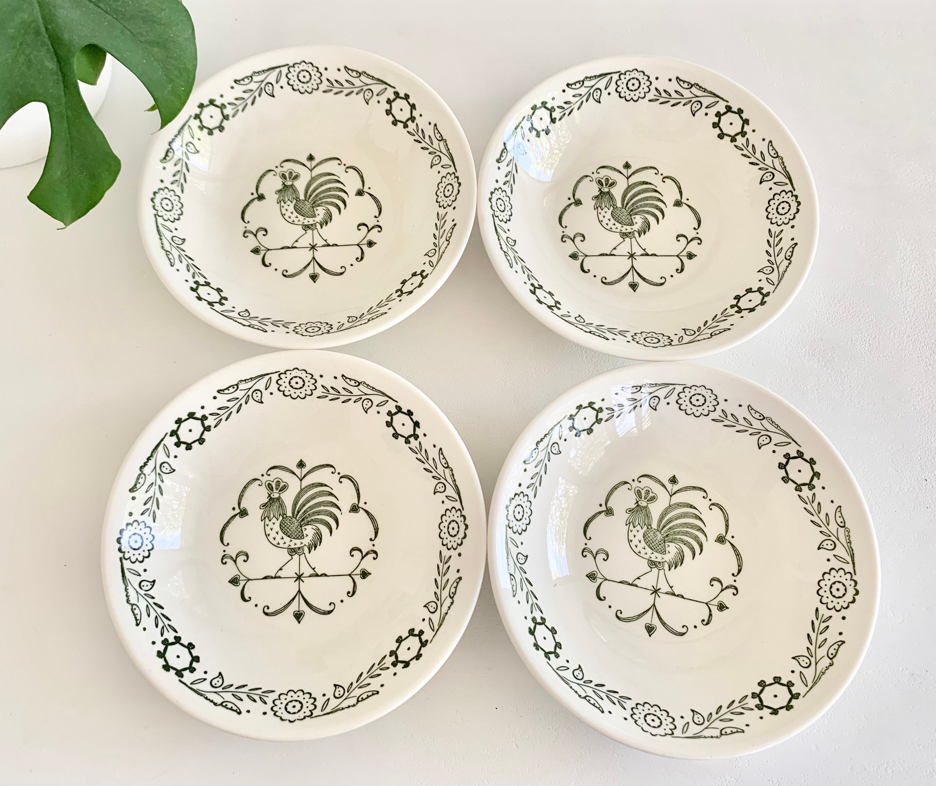 Scio Pottery Mid century Farmhouse Bowls Rooster weather | Etsy