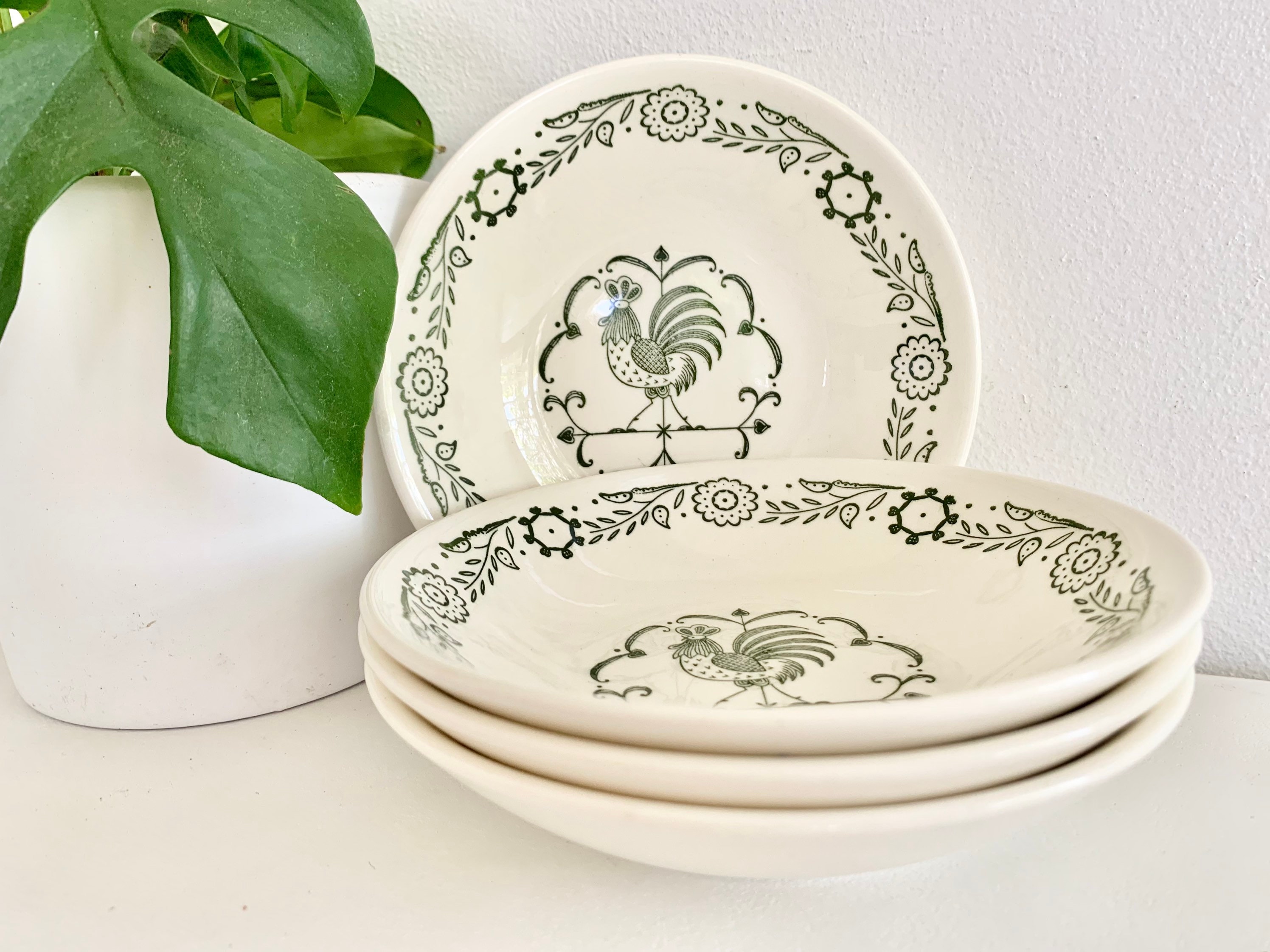 Scio Pottery Mid century Farmhouse Bowls Rooster weather | Etsy