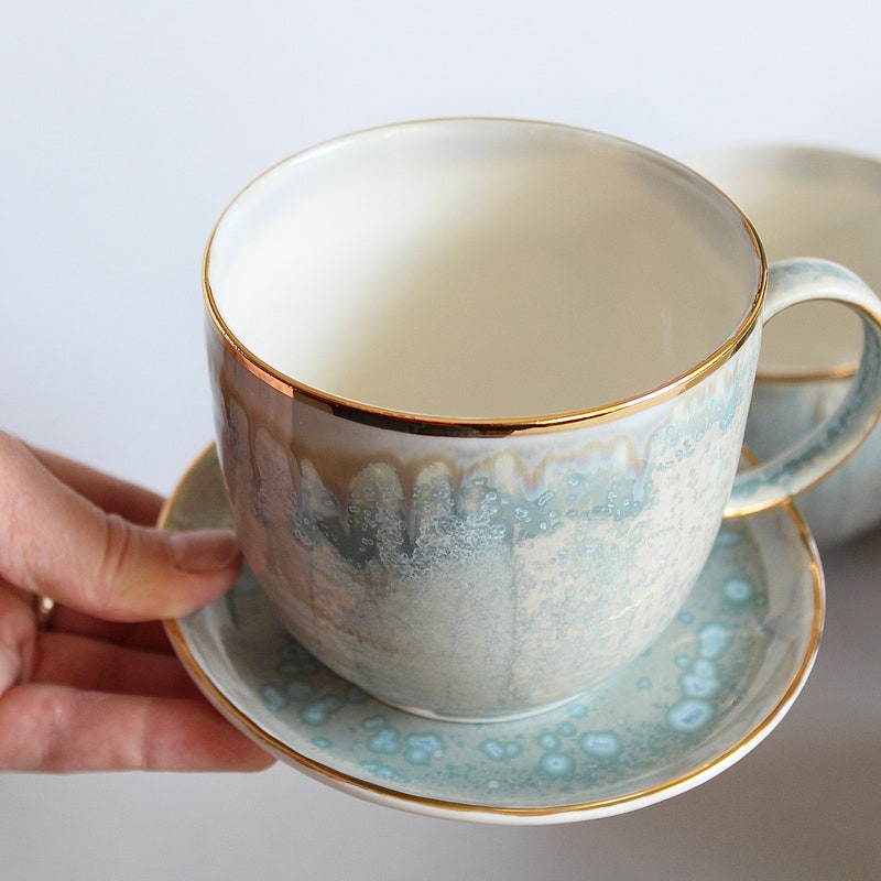 Blue and Gold Mug - Etsy