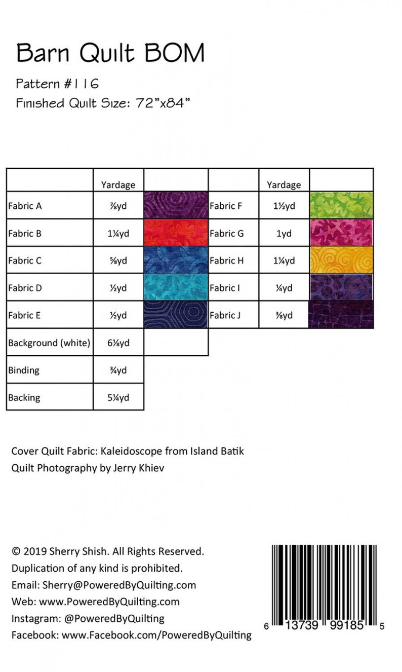 Barn Quilt BOM PDF Pattern (PBQ #116) - Etsy