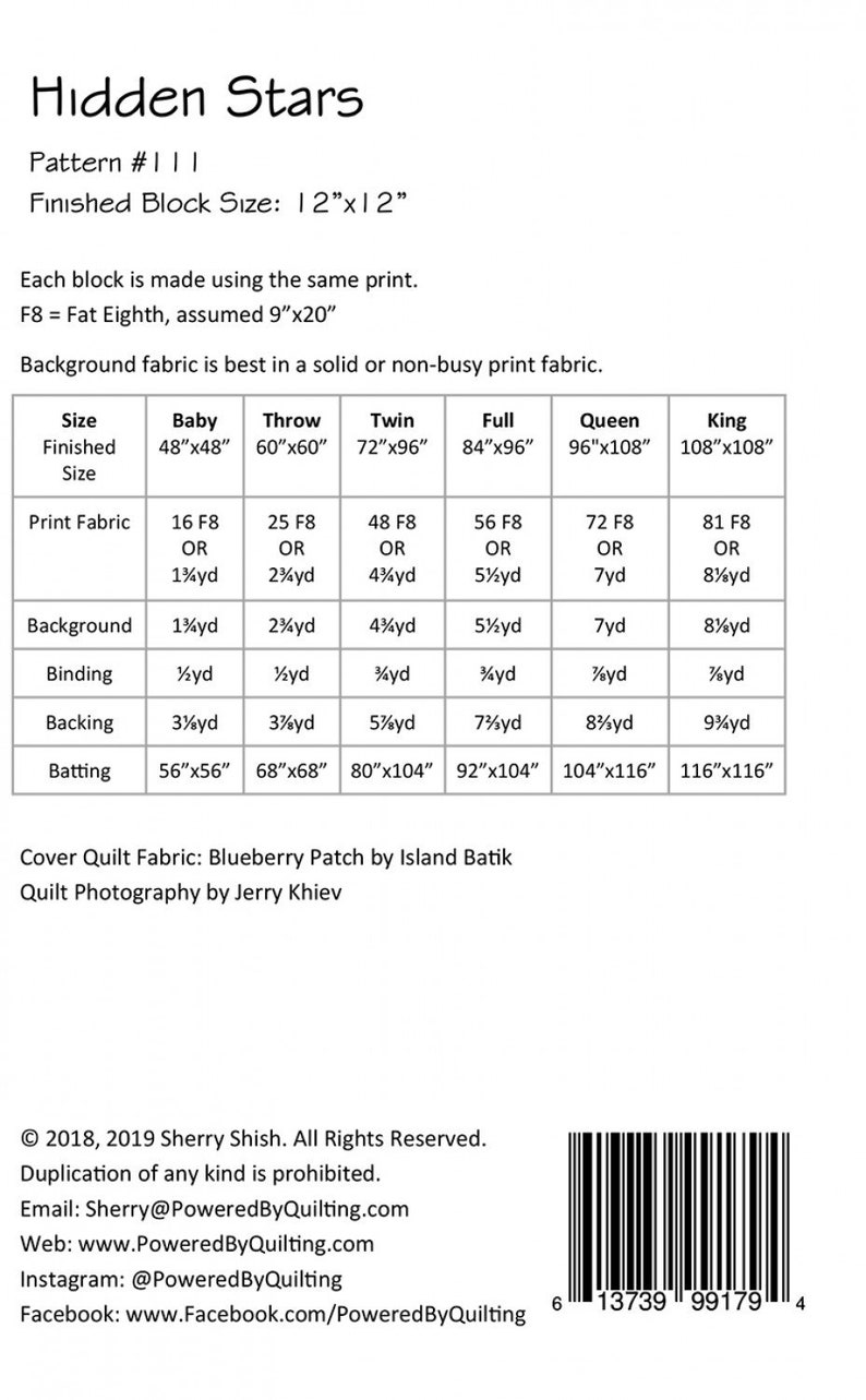 Hidden Stars PDF Pattern PBQ 111 - Etsy