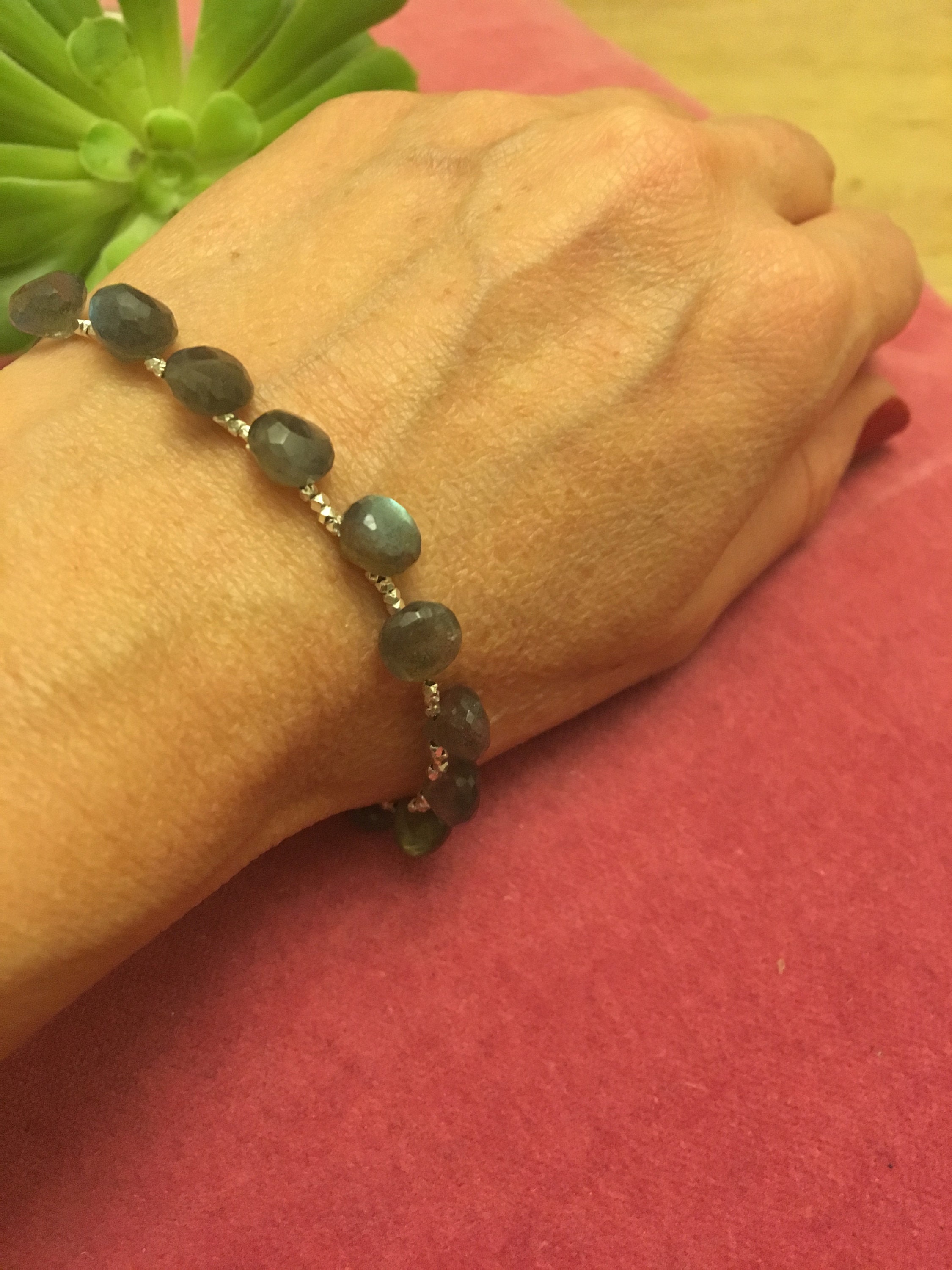 Pulsera de labradorita pulsera briolette labradorita pulsera - Etsy España