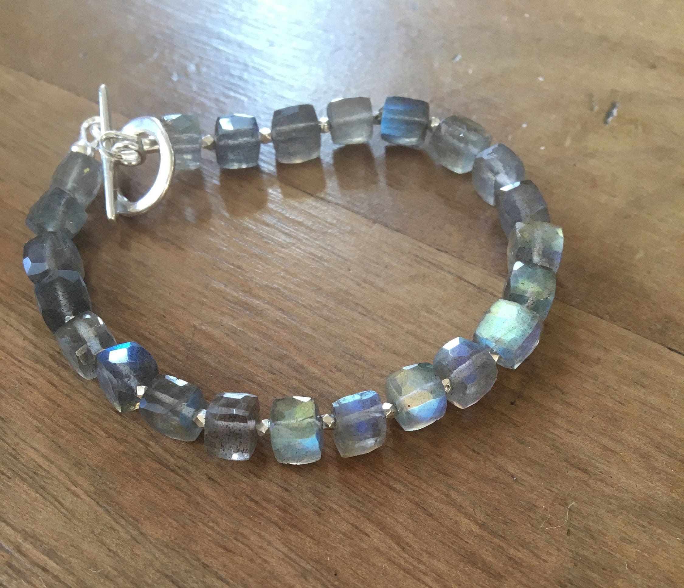Labradorite Bracelet, Labradorite Cube Bracelet, Labradorite Box ...