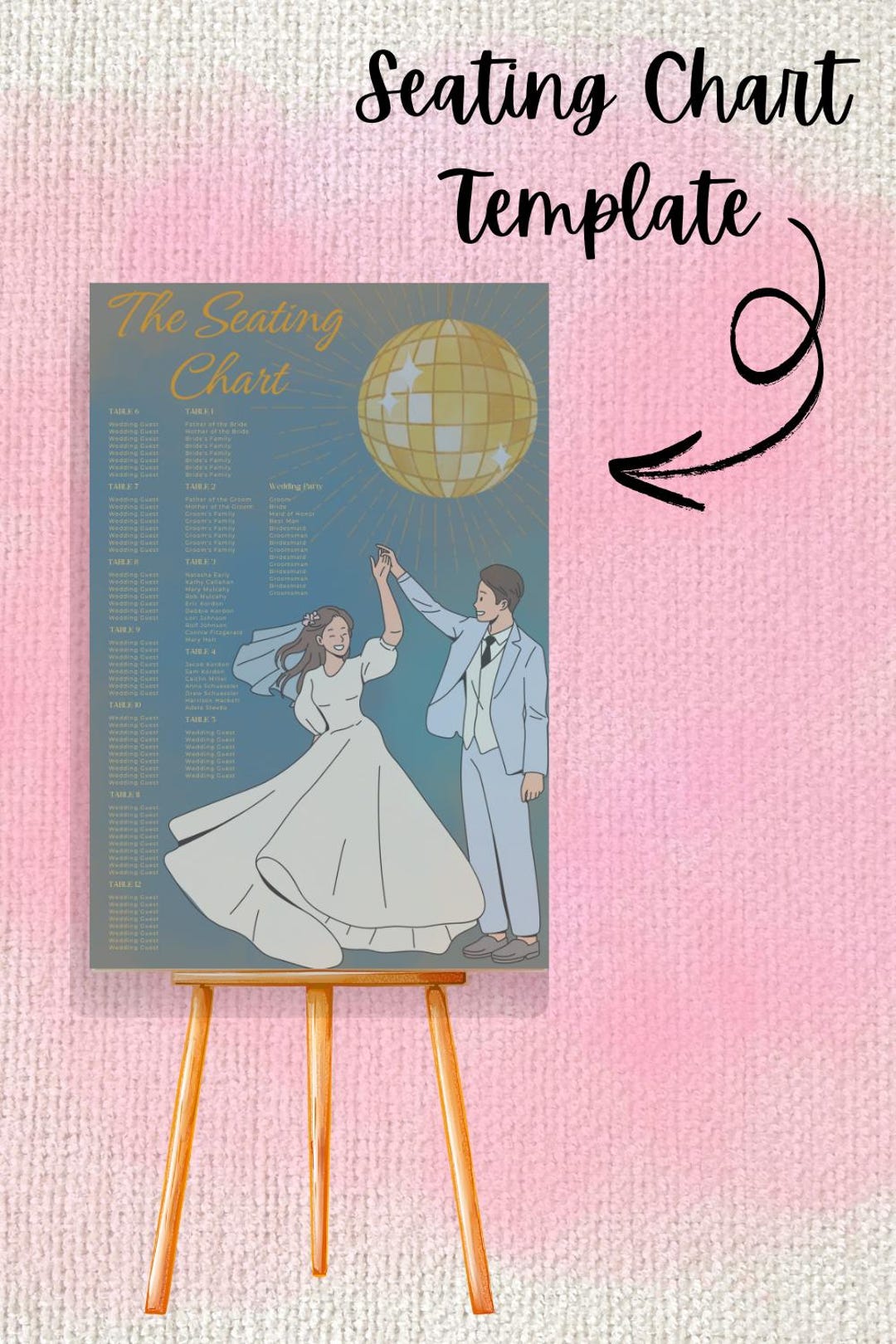 Wedding Guest Seating Chart Digital Download Canva Editable Template ...