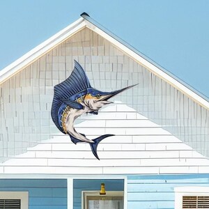 Outdoor Blue Marlin Fish Sign, Marlin Wall Decor Weatherproof PVC ...
