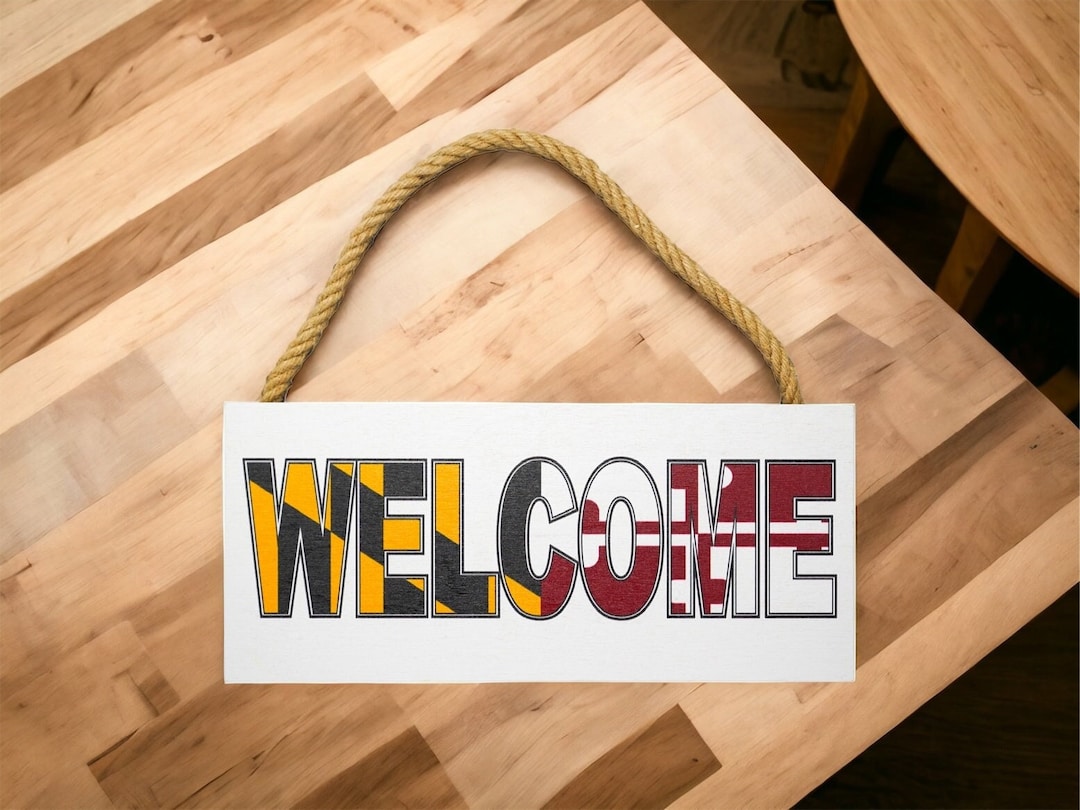 Maryland Flag Welcome Sign - Rustic State-themed Wall Decor - Unique ...