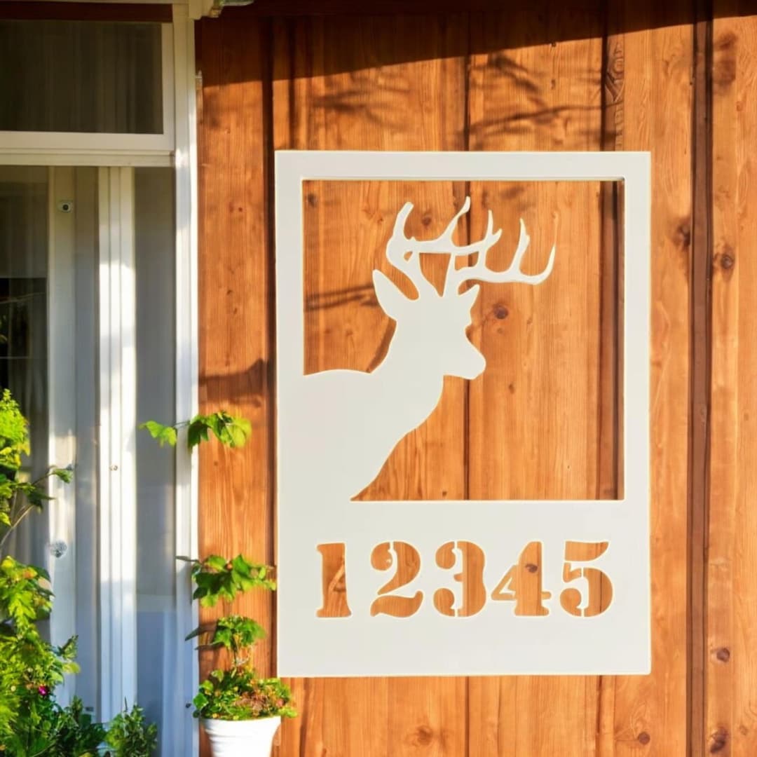 Custom Deer Address Sign – Weatherproof Outdoor Plaque for Cabin or ...