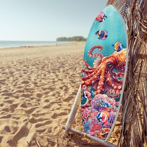 Outdoor Octopus Surfboard Wall Art, Octopus Decor, Surfboard Sign ...