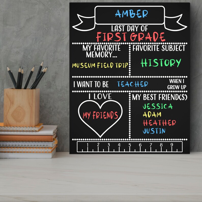 First Day and Last Day of School Chalkboard Sign Double Sided - Etsy