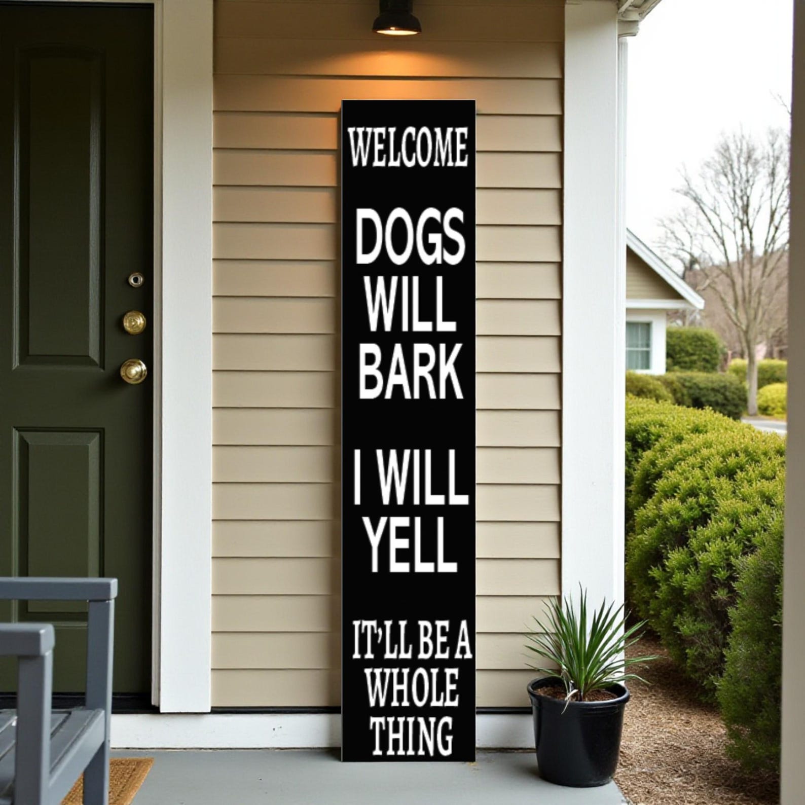 Funny Dog Welcome Porch Sign: Rustic Outdoor Decor - Etsy