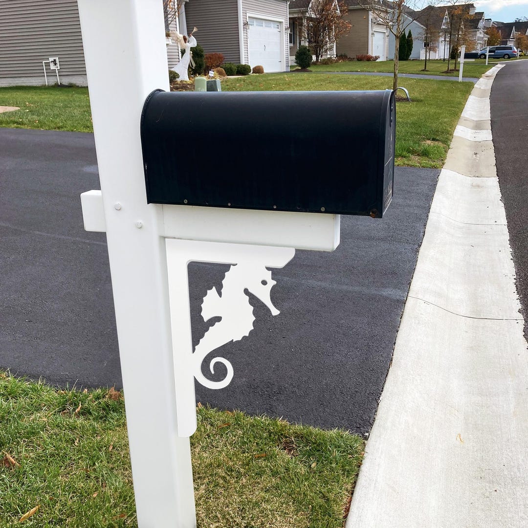 Outdoor Seahorse Mailbox Bracket, Beach House Decor, Coastal Front ...