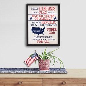 Pledge of Allegiance Sign, Patriotic Sign Framed Decor, Patriotic Decor ...