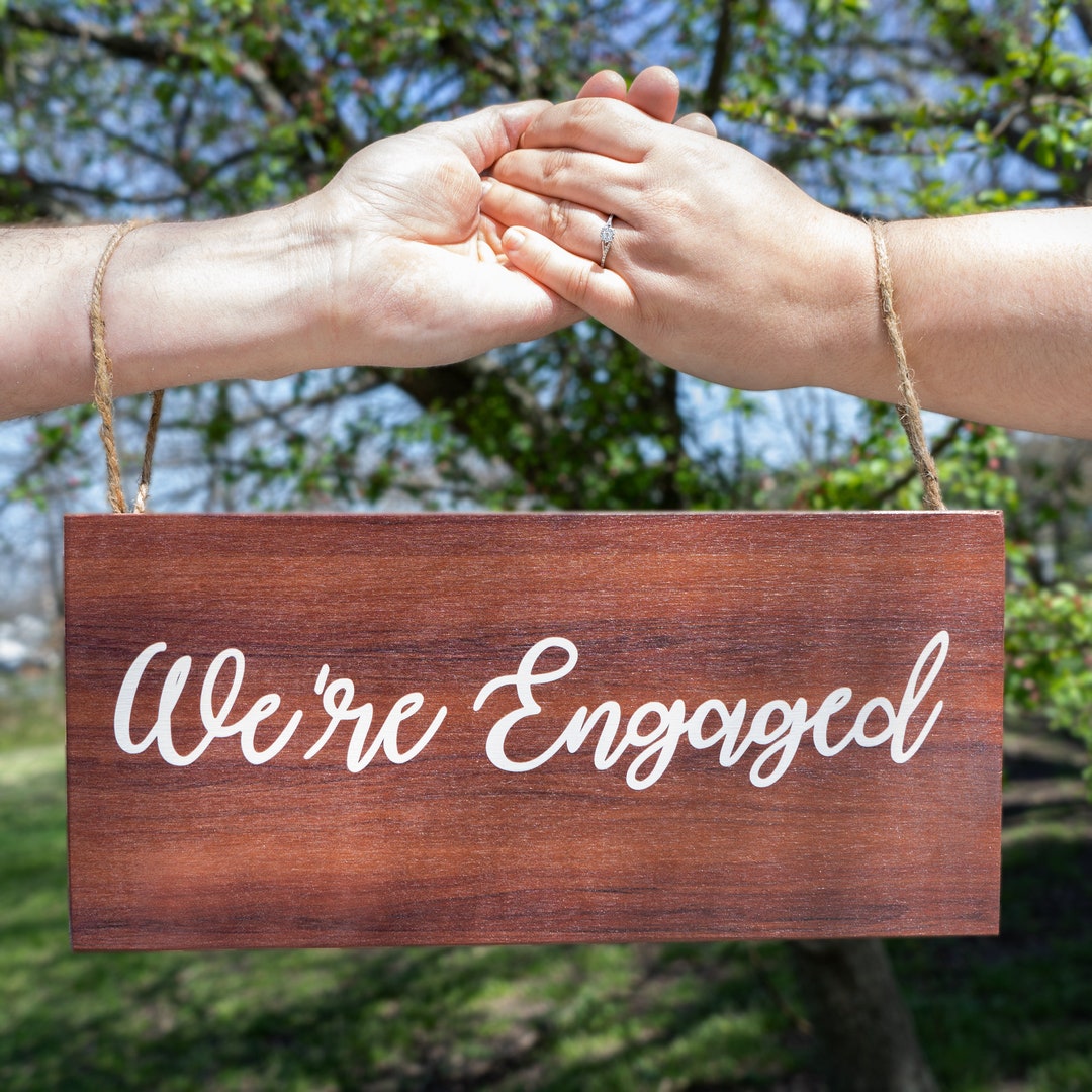 Engagement Announcement Sign, We're Engaged Wooden Sign, Engagement ...