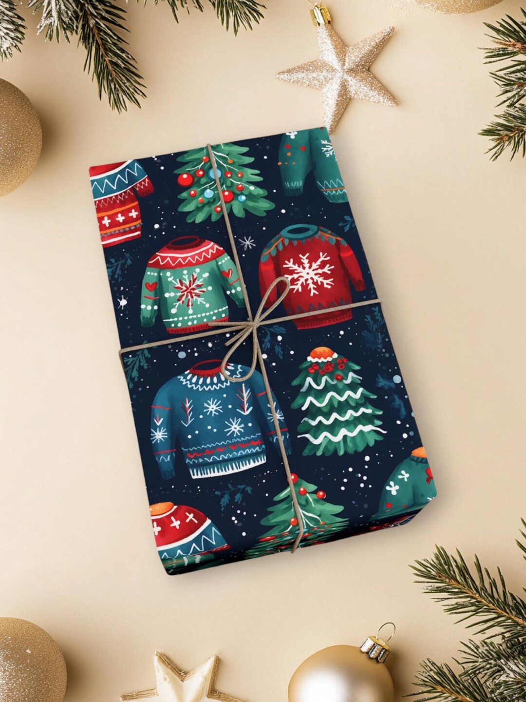 Ugly Sweater Gift Wrap Papers, Christmas Wrapping Paper, Holiday Gift ...