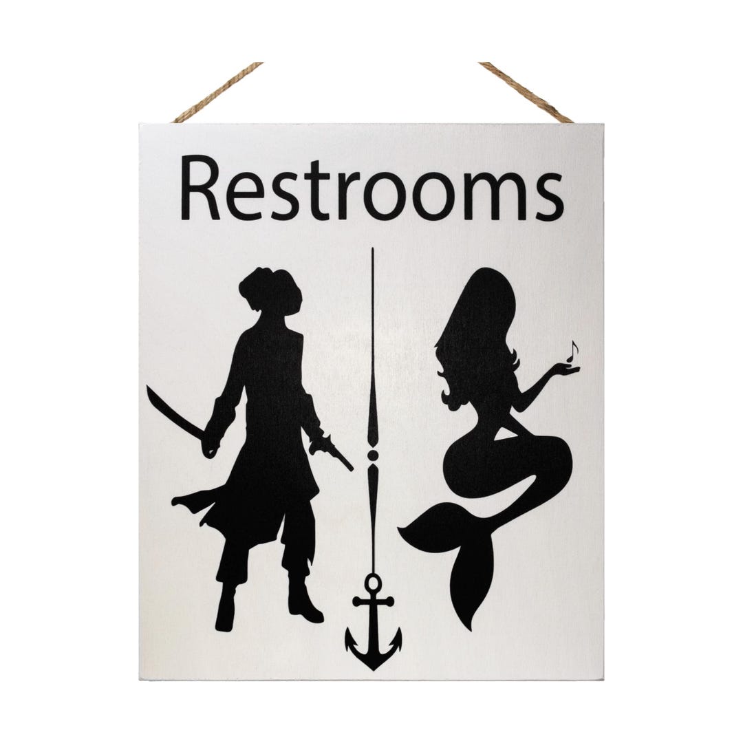 Pirate Mermaid Restroom Sign: Beach Coastal Decor - Etsy