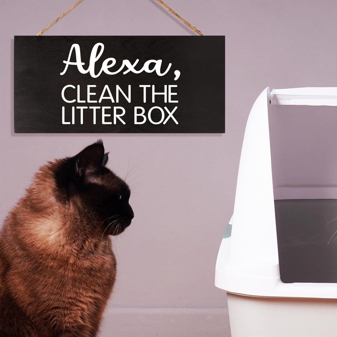 Alexa Clean the Litter Box Wood Sign, Funny Farmhouse Cat Decor, Cat ...