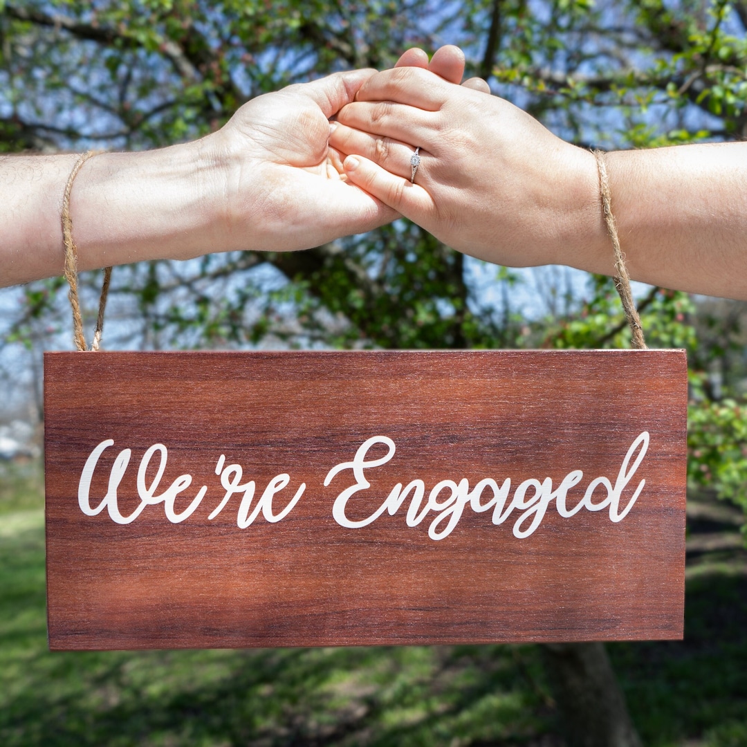 Engagement Announcement Sign, We're Engaged Wooden Sign, Engagement ...
