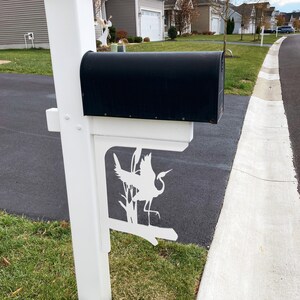 Heron Egret Mailbox Bracket With Cattails, Corner Porch Decoration ...