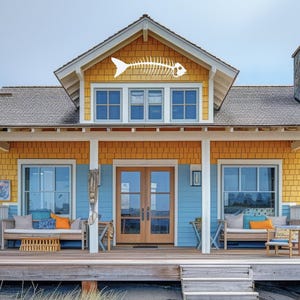 Xlarge Bonefish Outside Sign for Beach House, Indoor Outdoor PVC Sign ...