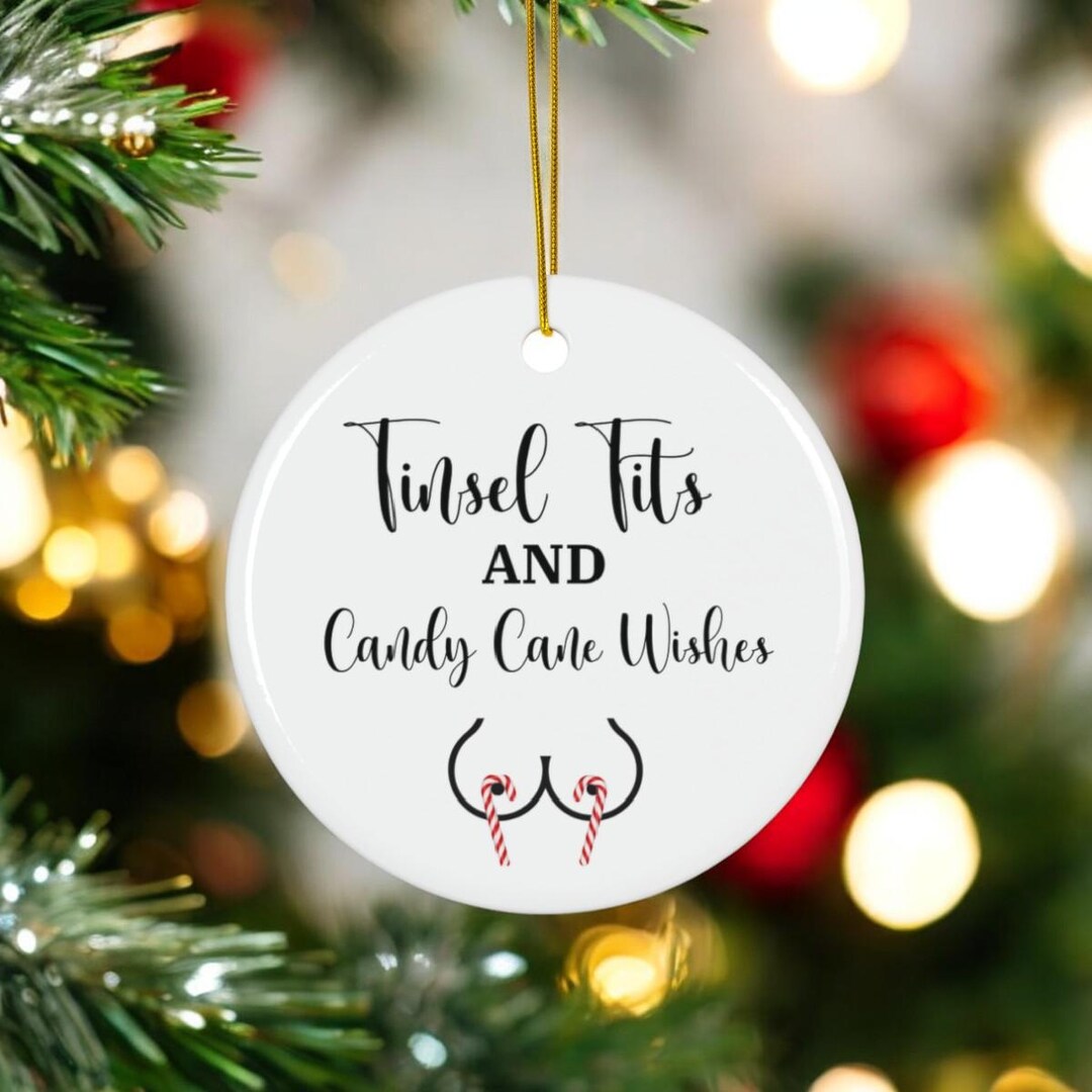 Tinsel Tits and Candy Cane Wishes Ornament, Funny Christmas Tree ...