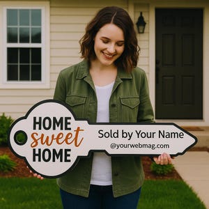Home Sweet Home Key Sign – Realtor Photo Prop, Custom Sold Sign, Real ...