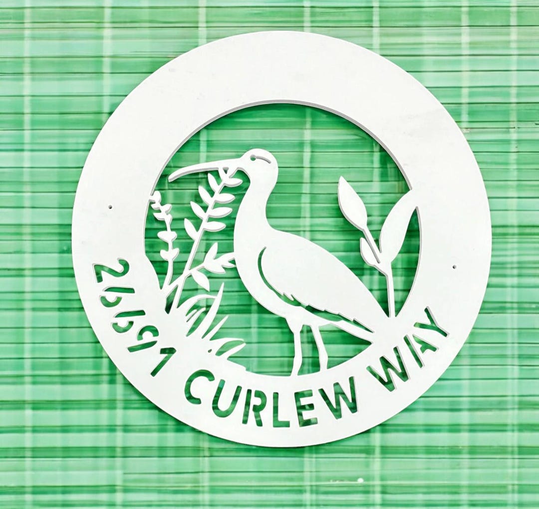 Outdoor Address Sign Egret Address Sign, Beach House Curlew Bird ...