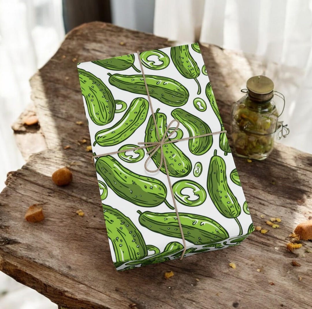 Luxury Pickle Themed Wrapping Paper, Wrap for Holidays, Birthdays, and ...