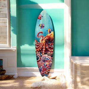Outdoor Octopus Surfboard Wall Art Decor, Octopus Wall Hanging ...