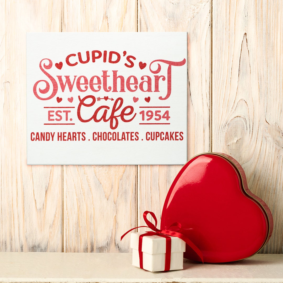 Valentines Day Decor, Valentines Sign Cupid's Sweetheart Cafe ...