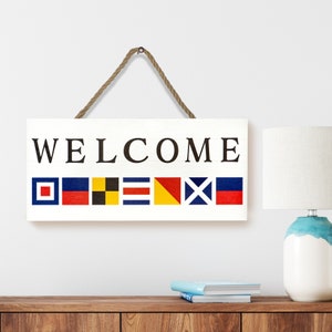 Nautical Welcome Sign for Front Door, Welcome Door Sign, Coastal Decor ...