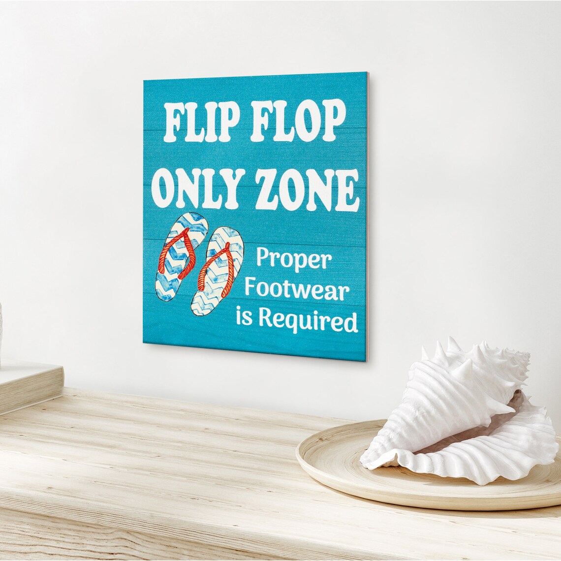 Flip Flop Only Zone Wooden Sign: Beach House Decor (7.25x6x.25 Inches ...