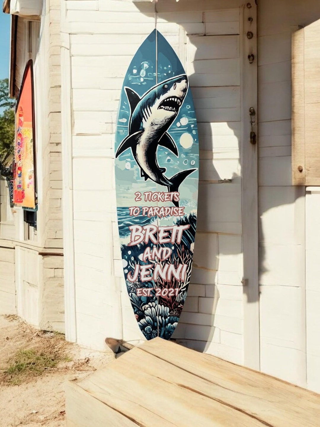 Custom Shark Surfboard Sign: Personalized Beach House Decor - Etsy