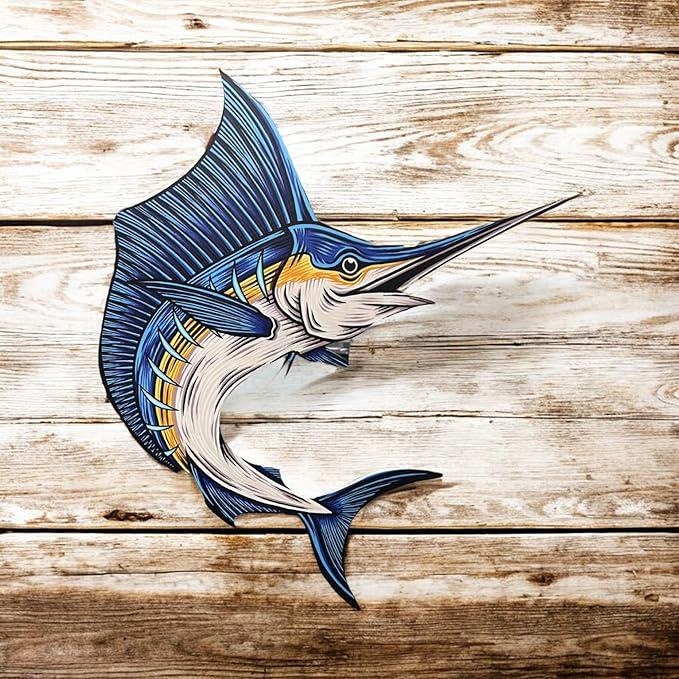 Blue Marlin Fish Sign: Weatherproof Coastal Wall Decor, 3 Foot - Etsy