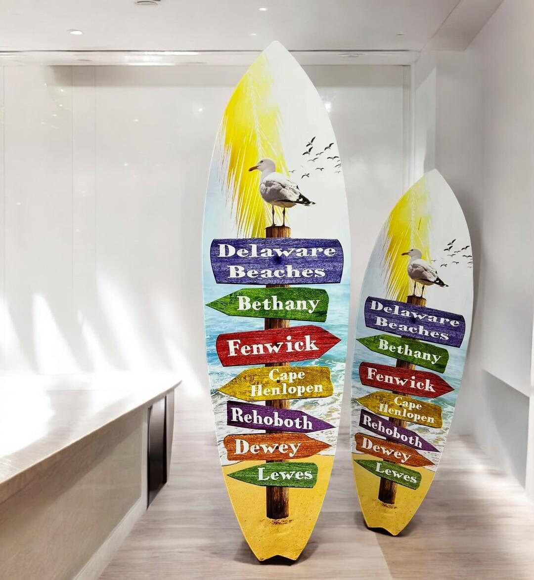 Custom Beach Name Surfboard Wall Art, All Weather Decorative Surfboard ...