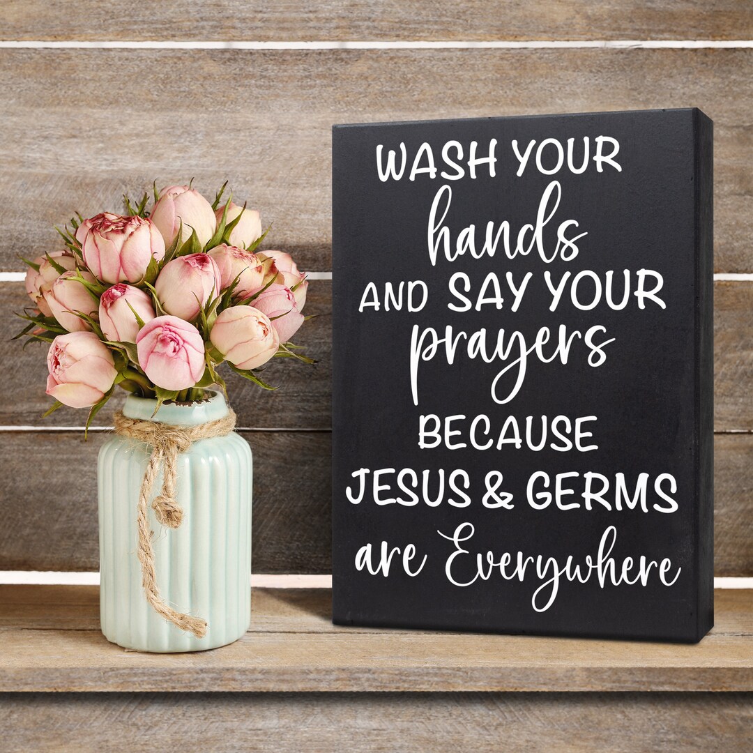 Funny Farmhouse Bathroom Decor, Wash Your Hands & Say Your Prayers Sign ...