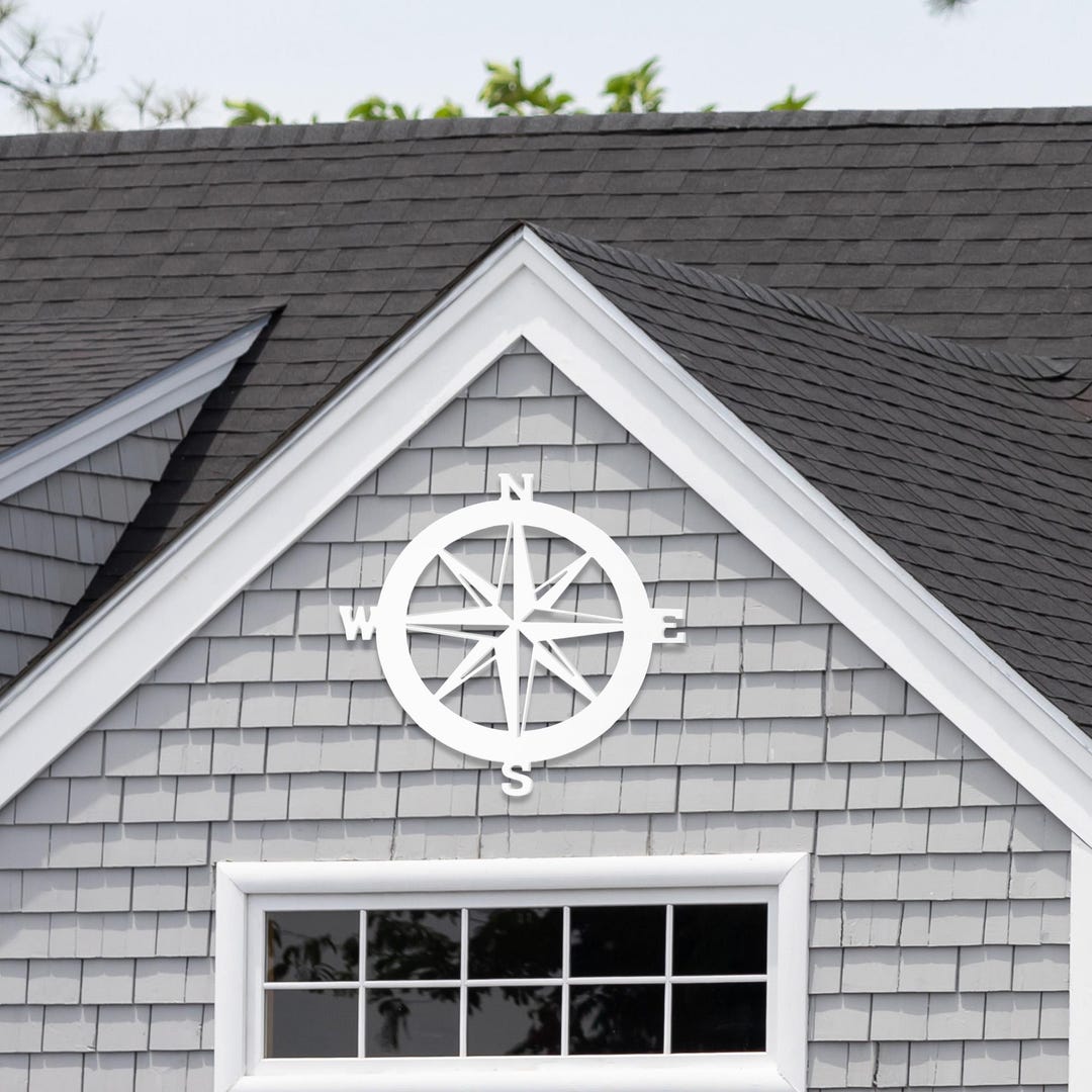 Outside Compass House Sign, Beach Decor, Coastal Compass Wall Hanging ...