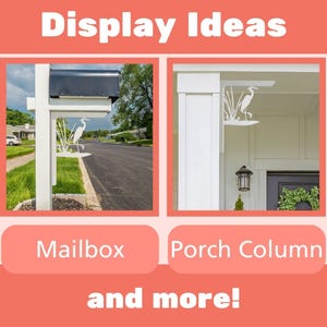 Heron Egret Mailbox Bracket With Cattails, Corner Porch Decoration ...