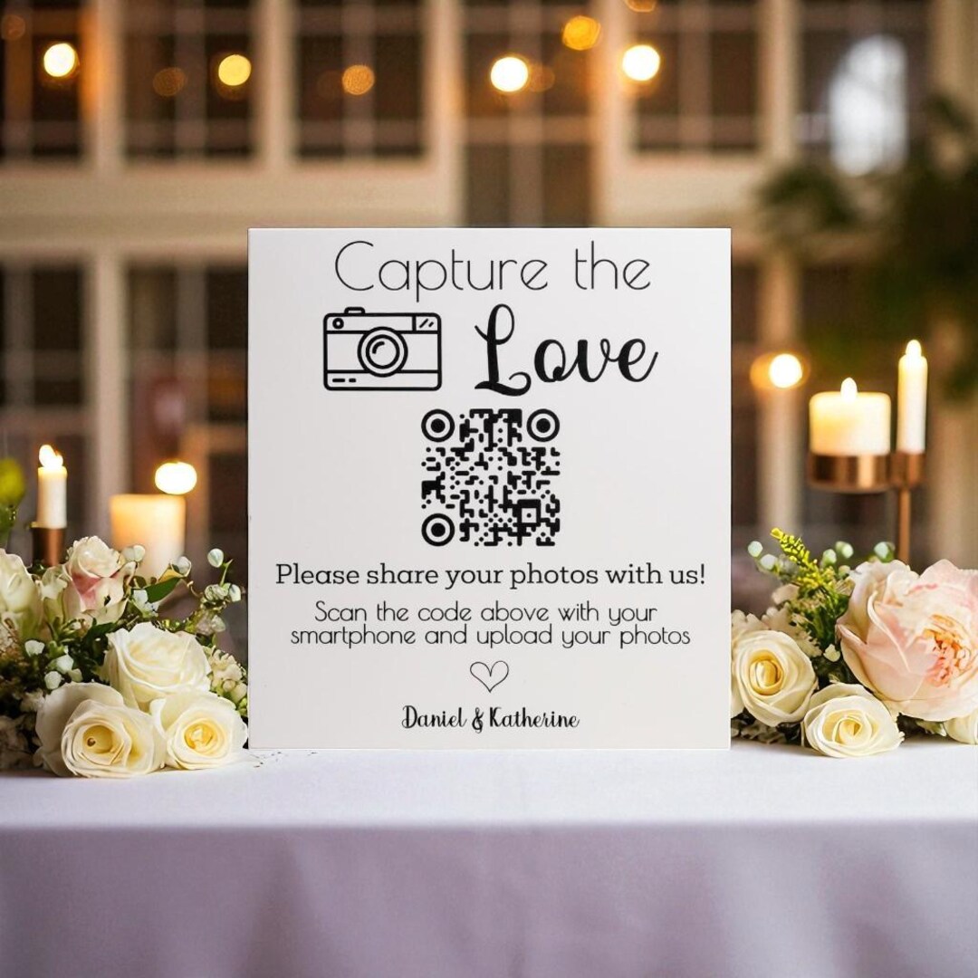 Wedding QR Code Photo Sharing Sign – Capture the Love – Custom Table ...