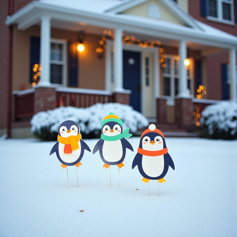 Penguin Christmas Yard Signs - Set of 3 - Outdoor Holiday Decor - Etsy