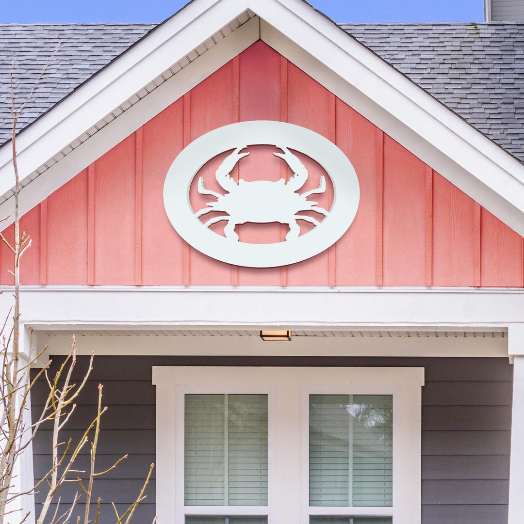 Outdoor Crab Wall Decor – Coastal Nautical Beach House Sign for Home ...