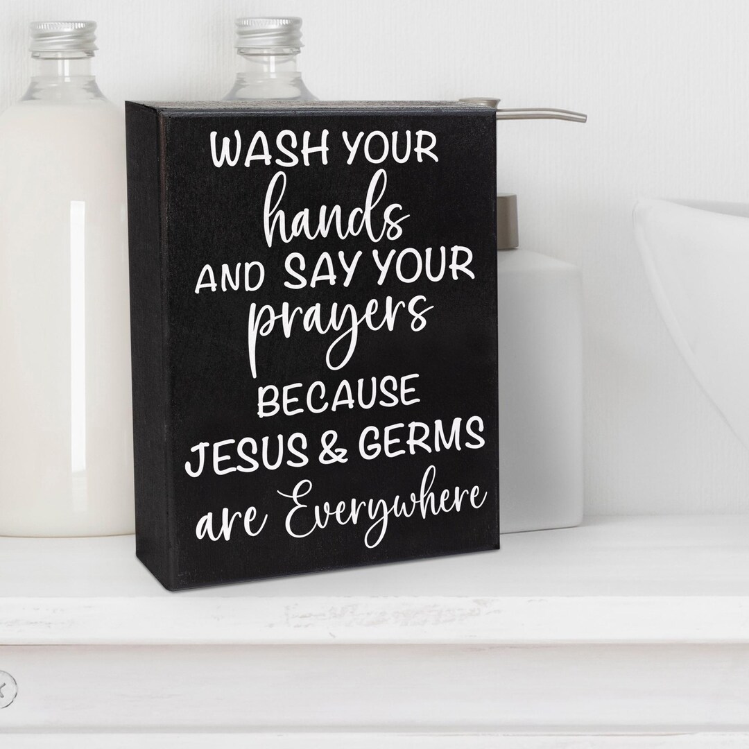 Funny Farmhouse Bathroom Decor, Wash Your Hands & Say Your Prayers Sign ...