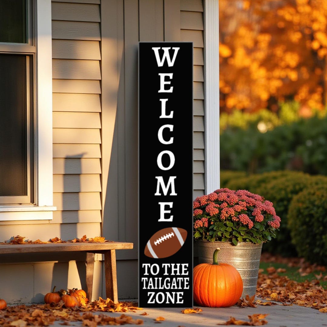 Tailgate Zone Sign: Football Porch Leaner - Game Day Decor - Etsy