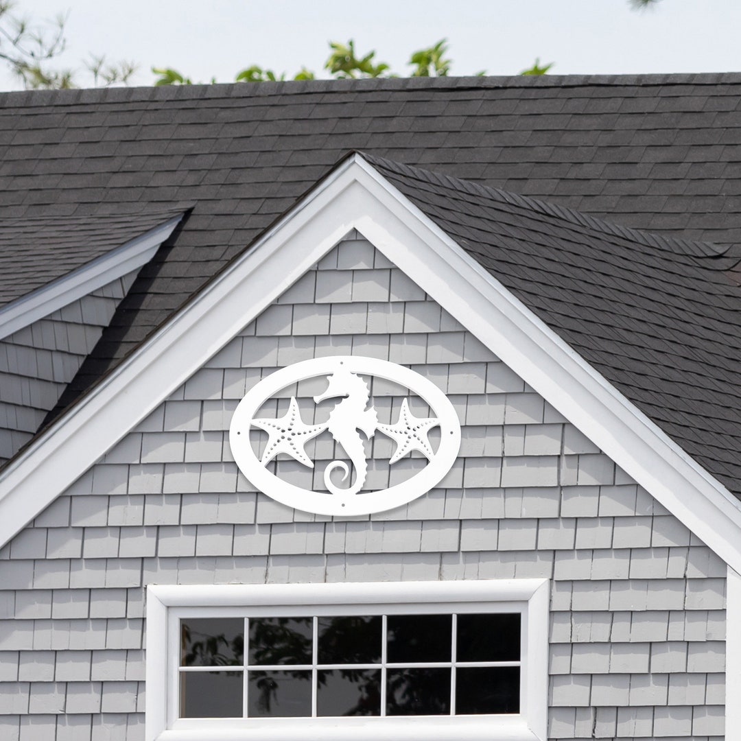 Large Seahorse Starfish Outside House Sign, Nautical Beach Decor ...